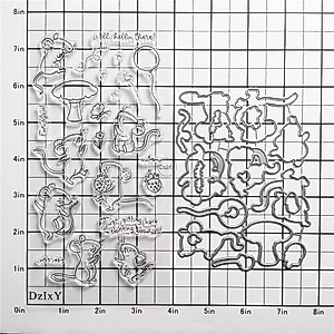 DzIxY Strawberry Mouse Clear Stamps and Metal Cutting Dies Sets for Card Making Scrapbooking Paper Supplies Silicone Seals Storage Pockets