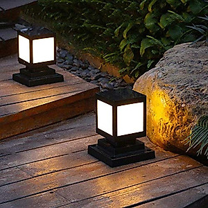 Outdoor Post Light Solar Post Lights Outdoor Waterproof Post Lamp Home Garden Pillar Light Glass Post Lights Villa Courtyard Park Column Headlight