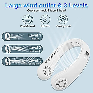 WOOLALA [2022 Newly] Built-in Cooling Chip Personal AC Neck Fan Truely Air Conditioner Hands-Free Wearable Fan for Quick Cool Down, 4000mAh USB Rechargeable Portable Fan for Daily Use