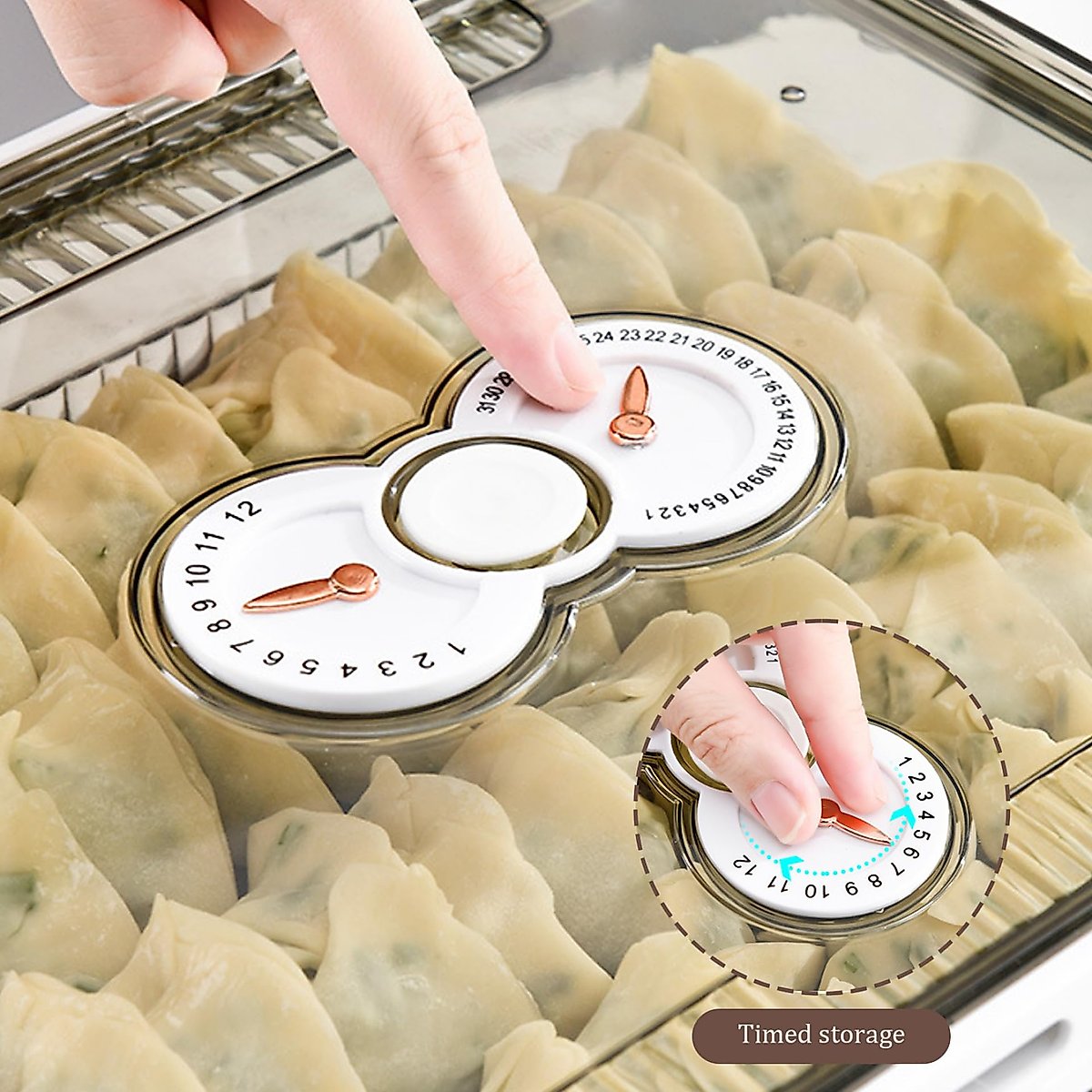 CUCUFA Dumpling Storage Box, 4 Layers Food Storage Container Portable Dumpling Organizer Stackable Freezer Storage Containers Food Storage Box Airtight Food Container