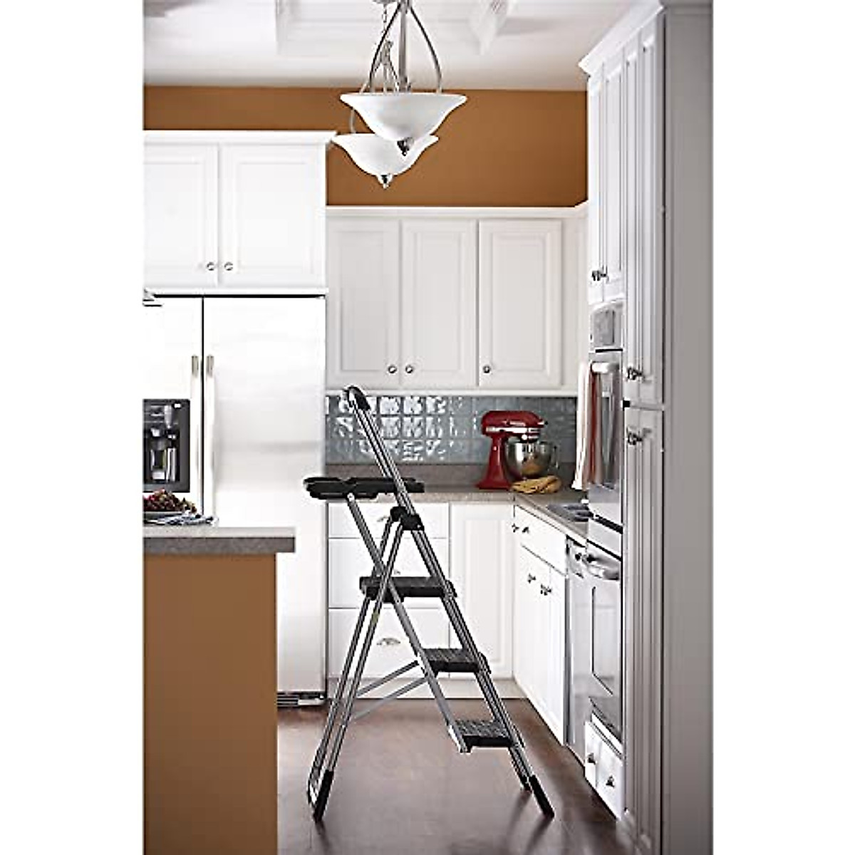 Cosco 11880Pblw1 Max Work Steel Platform Ladder, 22W X 31D X 55H, 3-Step, Black