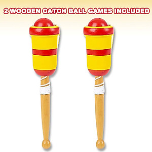 ArtCreativity Wooden Catch Ball Game, Set of 2, Vintage Catch Toys for Kids, Wood Design, Indoor and Outdoor Games for Backyard, Park, and Beach Fun, Best Gift Idea
