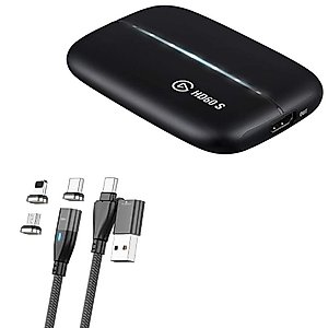 BoxWave Cable Compatible with Corsair Game Capture HD60 S - MagnetoSnap PD AllCharge Cable (100W), Magnet PD 100W Charging Cable USB Type-C Micro USB for Corsair Game Capture HD60 S - Jet Black