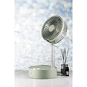 Portable Fan & Essential Oil Diffuser – Foldable Standing or Desk Fan with Night Light, Air Diffuser, Humidifier – 24 Hr. Run Time (Green)