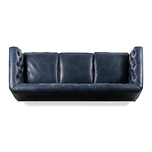 POLY & BARK Essex Sofa in Full-Grain Semi-Aniline Italian Tanned Leather in Midnight Blue