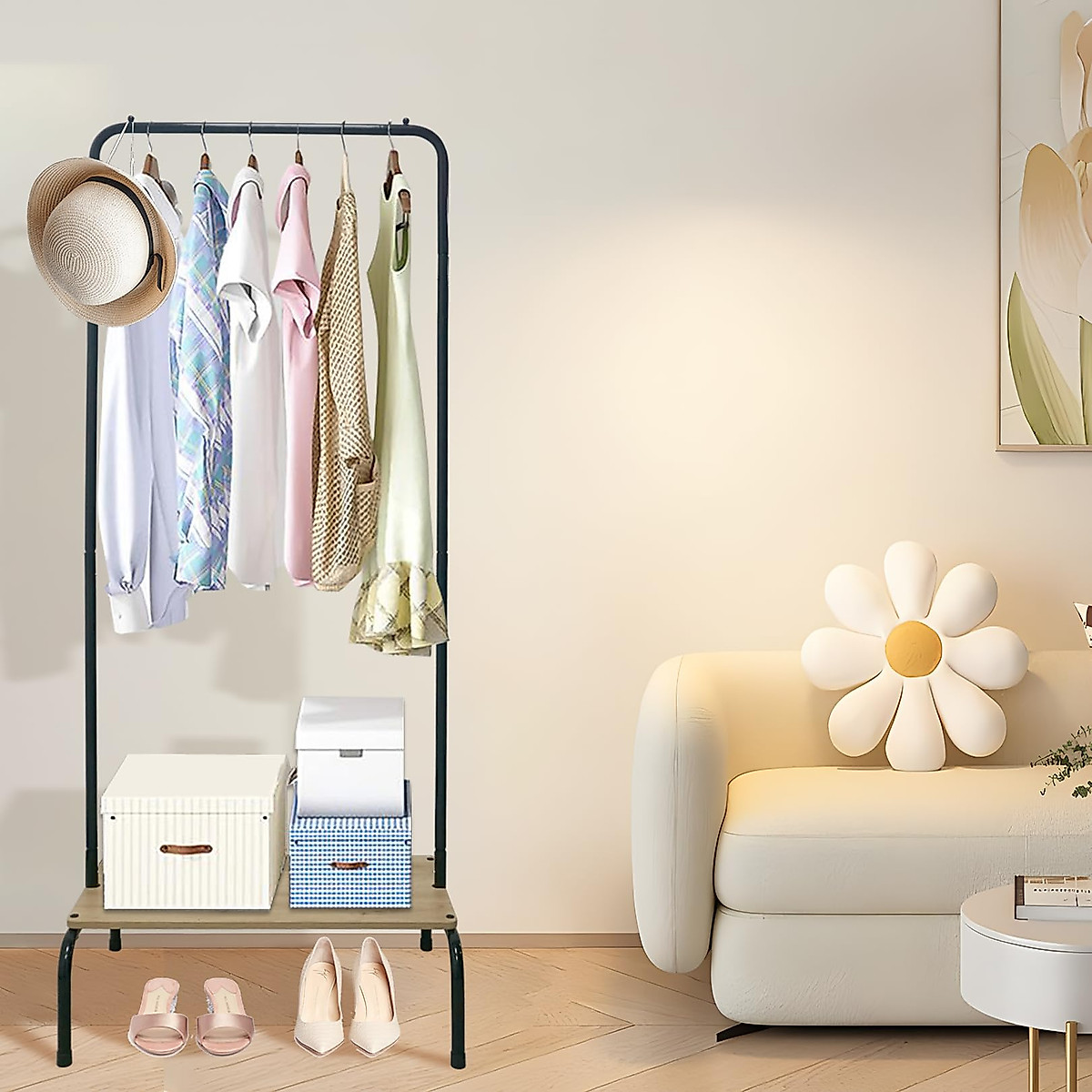 7RiversART Heavy Duty Clothing Racks for Hanging Clothes Rack, 59.06" High Garment Rack Metal Clothing Hanger Rack Wardrobe Rack for Coats, Shirts, Dress, (Black)