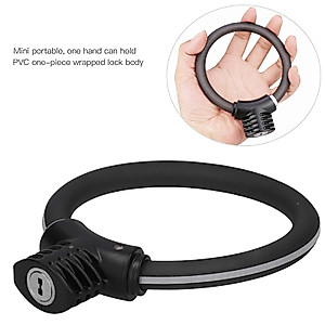 5.5in Bike Lock Cable with Key, Bike Locks Heavy Duty Anti Theft, Bicycle Lock Cable with Reflective for Road Bike Mountain Electric Bike(Reflective Matte Black)