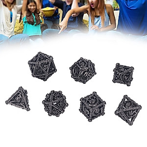 Keenso 7pcs Hollow Polyhedral Dice Set Brass Adult Christmas Party Board Game Dice Props for Role Playing Game