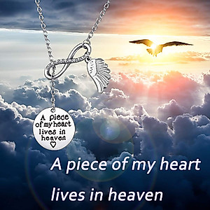 Memorial Jewelry Sympathy Gift A Piece of My Heart Lives In Heaven Lariat Y Necklace Loss Jewelry Gift (Y neckalce)