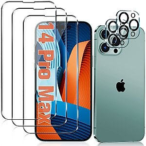 3+2 Pack Screen Protector Glass and camera lens protector,for iPhone 14 Pro Max,HD Tempered glass and camera lens protector 9H Hardness, Scratch Resistant, Easy Install,Bubble Free,Case Friendly