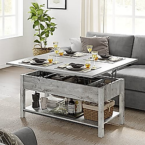 FABATO Lift Top Coffee Table, 4-in-1 Multi-Function Convertible Coffee Table with Storage, Coffee Table Converts to Dining Table for Living Room Reception Room Office, Gray