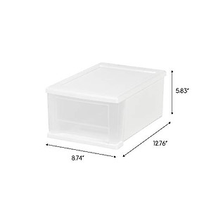 IRIS USA 7 Qt. Plastic Stackable Storage Drawers, Small, 4 Pack, Multi-Purpose Bins for Bedroom, Bathroom, Closet, Craft Room, Garage, Kids Room, Office, Pantry, Under Sink, White