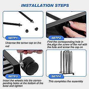 Dunzy Hanger Organizer Stacker, 4 in 1 Hanger Rack Movable Stand Hanger Holder with Swivel Caster Wheels for Clothing Store Laundry Room Closet, Black