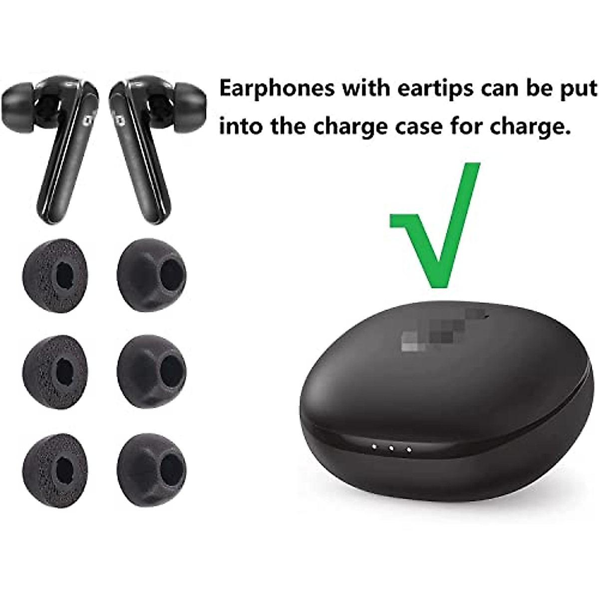 BLLQ Memory Foam Ear Tips Compatible with Anker Soundcore P2 / P3 and Other Sound Core T W S Earbuds, Foam Ear Buds Ear Cap Ear Plug Eartips, LMS 3 Size 3 Pairs , Black SC