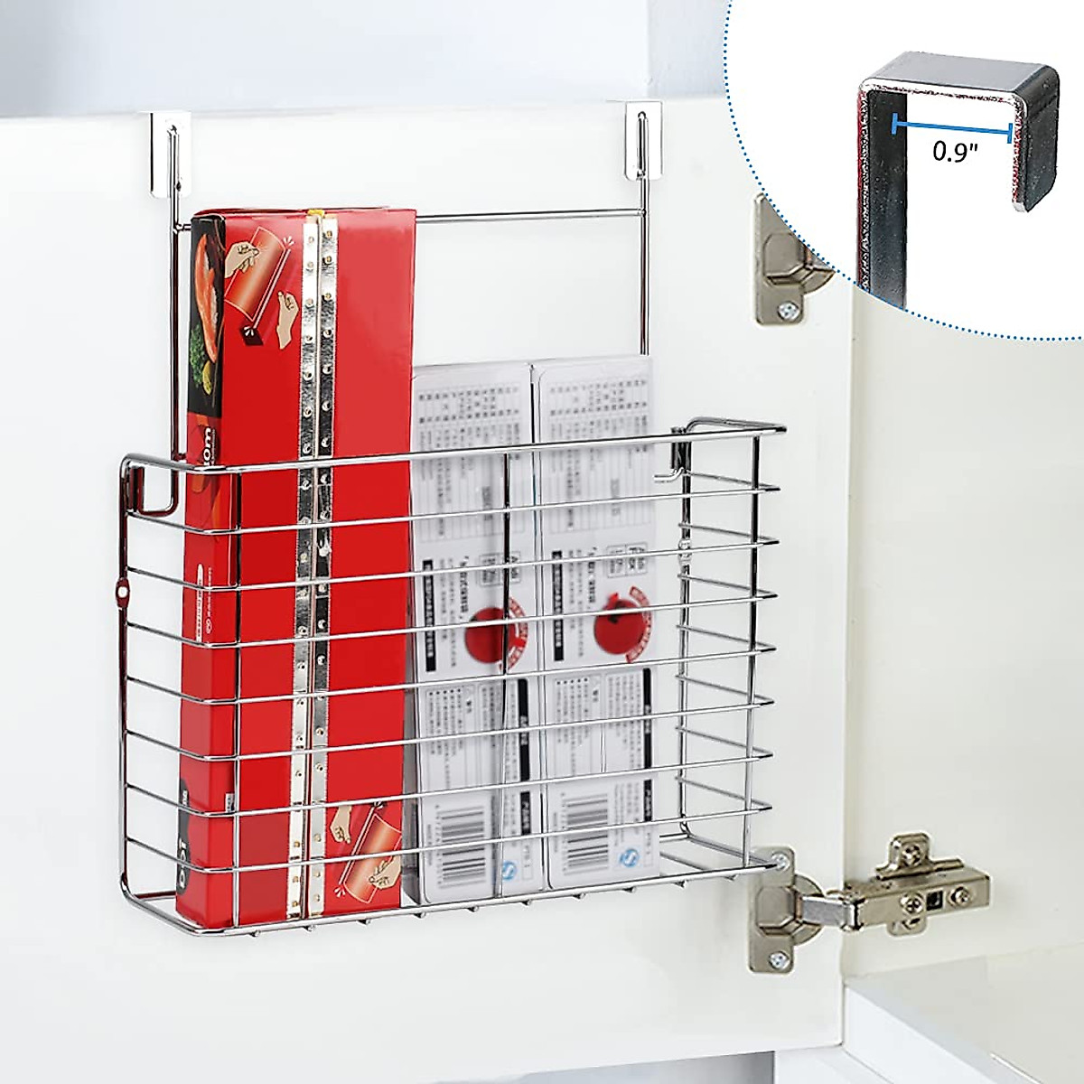 TreeLen 2PK- Kitchen Cabinet Organizer for Cutting Boards over the Cabinet Organizer Wall Door Mount Foil Holders Rack for Kitchen Bathroom Pantry-Shining Chrome