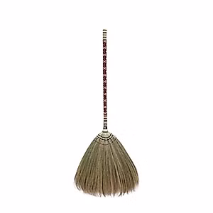 SN SKENNOVA - Asian Straw Broom Witch Broom Undecorated Wedding Jumping Broom with Bamboo Stick Handle (Dark Brown)
