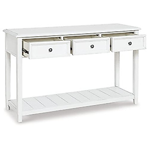 Signature Design by Ashley Kanwyn Farmhouse 3 Drawer Sofa Table, Whitewash