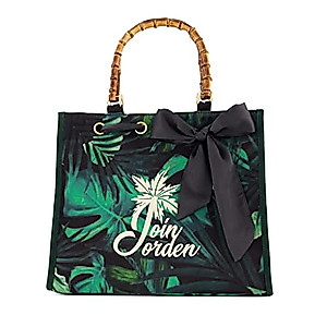 Join Jorden Women Canvas Tote with Bamboo Handles, Green