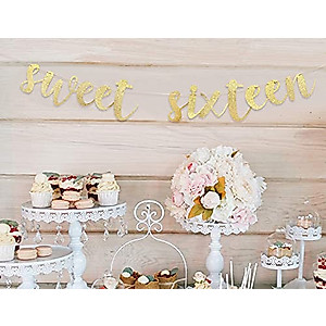 Sweet Sixteen Banner - Sweet 16 Banner，16th Birthday Banner，happy 16th Birthday Banner，sweet 16 Birthday Banner，16th Happy Birthday Anniversary Party Decorations