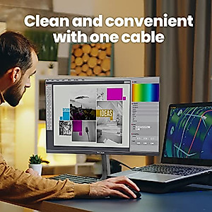 EKLEER 27 inch Ultra Thin Bezel Computer Monitor, FHD 1080p, IPS Display, HDMI, USB Type-C, 2 x USB A Hub, 75hz, Fast Charging & Mirroring Compatible with iPhone 15 Plus Pro Max/MacBook Air Pro