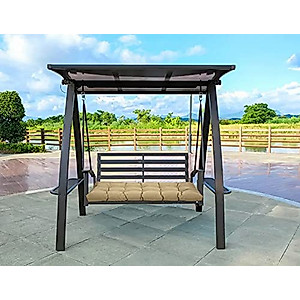 Wuisimiy Outdoor Bench Cushion，Porch Swing Cushions，Patio Replacement Cushions，51x19.5in for Garden Furniture Patio Lounger Bench Swing Loveseat,Khaki