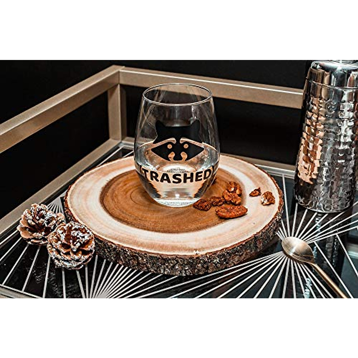 Raccoon "Trashed" Stemless Wine Glass | Holds 20 Ounces
