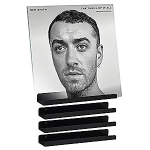 Hudson Hi-Fi Floating Vinyl Shelves - Vinyl Record Wall Shelves for Quick Access & Safekeeping - 4-Pack Black Satin Wall Shelves & Record Storage Wall - Minimalist Album Mount for Wall