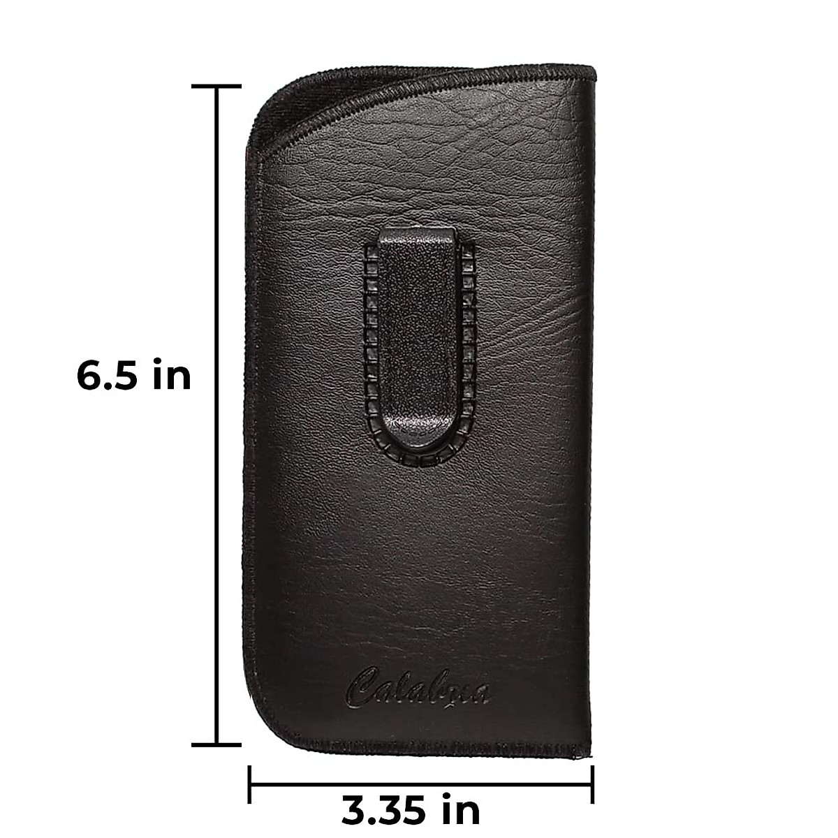 Calabria Soft Slip-In Glasses Case Vertical Pocket Clip Black Men Women Faux Leather Felt Eyeglasses Pouch Sunglasses Holder