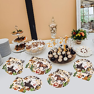 BORAENDEY 180PCS Cowboy Party Supplies Serve 60,Western Cowboy Rodeo Theme Party Paper Plates and Napkins Kit for Birthday Party Baby Shower Party Decorations,Includes Paper Plate,Napkin.