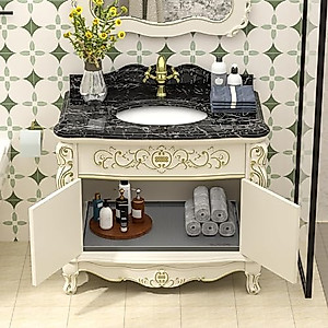 Sdpeia Waterproof Under Sink Mat for Kitchen and Bathroom - Protects Cabinets from Leaks 31 x 22 inches Kitchen Cabinet Liner (Grey)