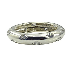 CaratYogi Round Stone White Cubic Zircon Ring Band Silver Bezel Style Handcrafted Available Sizes 7.5