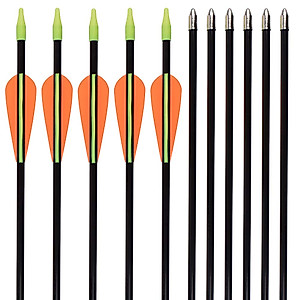 SHENG-RUI Archery Youth 24 26 Inch Fiberglass Archery Targeting Arrows for Youth Practise Recurvebow Compound Bow Shooting