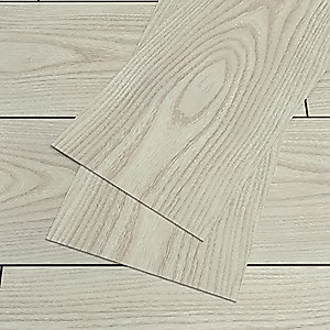 VEELIKE 6''x36'' Beige Grey Peel and Stick Floor Tile Waterproof Wood Vinyl Plank Flooring Self Adhesive Wood Vinyl Flooring Removable Laminate Flooring for Bathroom Bedroom Kitchen Fireplace 4-Pack