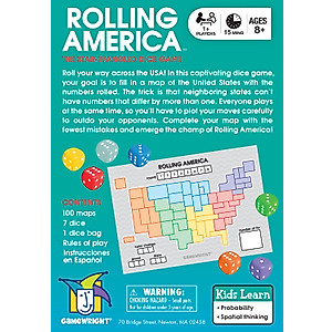 Gamewright Rolling America, The Star Spangled Dice Action Game Multi-colored, 5",96 months to 192 months
