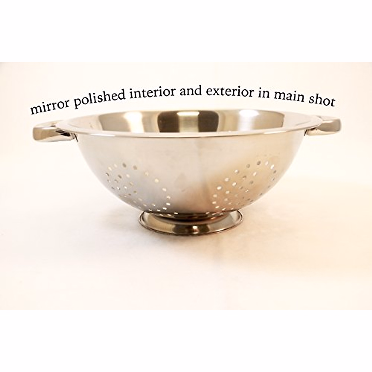 ExcelSteel Heavy Duty Handles and Self-draining Solid Ring Base Stainless Steel Colander, 5 Qt, Stainless