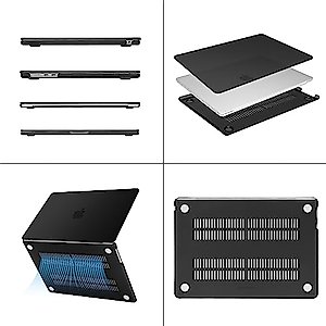 MOSISO Compatible with MacBook Air 15 inch Case 2023 2024 Release M3 A3114 M2 A2941 Liquid Retina Display Touch ID, Plastic Hard Shell Case&Keyboard Cover&Screen Protector&Type C Adapter, Black