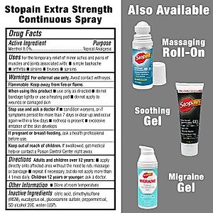 Stopain Pain Relief Spray 4oz, USA Made, Max Strength Fast Acting with Menthol, MSM, Glucosamine for Lower Back, Arthritis, Knee, Neck, Joints, HSA FSA Approved OTC Topical Analgesic Product