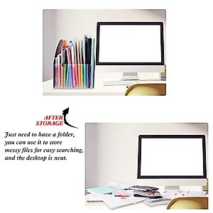 SAYEEC 13 Pockets Accordion File Organizer Desk Organizer Vertical Expanding File Folder Letter Size Deskstop Magazine Holder A4 Documents Space Saver for Office Home Class
