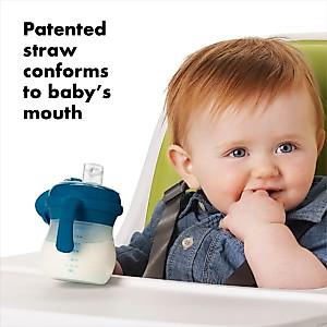 OXO Tot Transitions Soft Spout Sippy Cup with Removable Handles, Navy, 6 Ounce