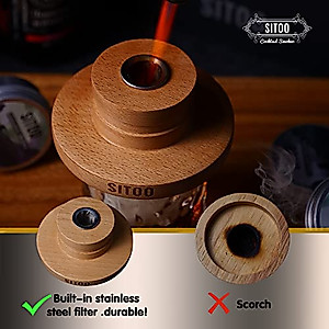 SITOO Cocktail Smoker, Old Fashioned Whiskey Smoker Kit w/ 4 Wood Shavings,Cocktail Smoker Kit for Cocktails, Meat, Whiskey, Desserts