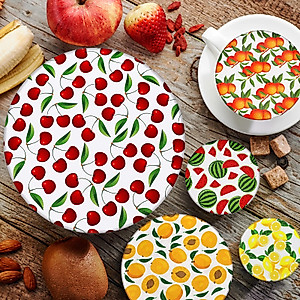 Chengu 12 Pcs Reusable Bowl Covers Bulk Elastic Cloth Fabric Bowl Cover for Bread Proof Rising Sourdough 5 Size Dish Food Stretchy Storage Cover for Leftovers Kitchen Container