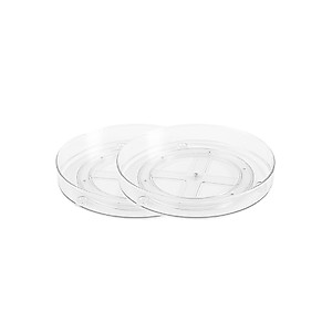 Roninkier Lazy Susan Turntable Organizer - Clear Rotating Kitchen Storage Turntable for Cabinet, Pantry, Refrigerator, Countertop, 2-Pack 11-Inch and 2-Pack 9-Inch