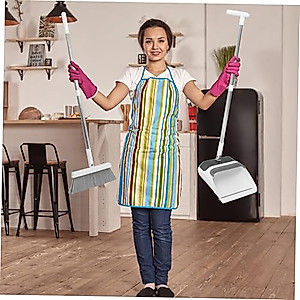 COOLHIYA 1 Set Cleaning Artifact Standing Broom and Dustpan Outdoor Broom Mini Dustpan and Brush Small Broom and Dustpan Dust Pan and Broom Stand up Dustpan Hand Broom and Dustpan White Pp