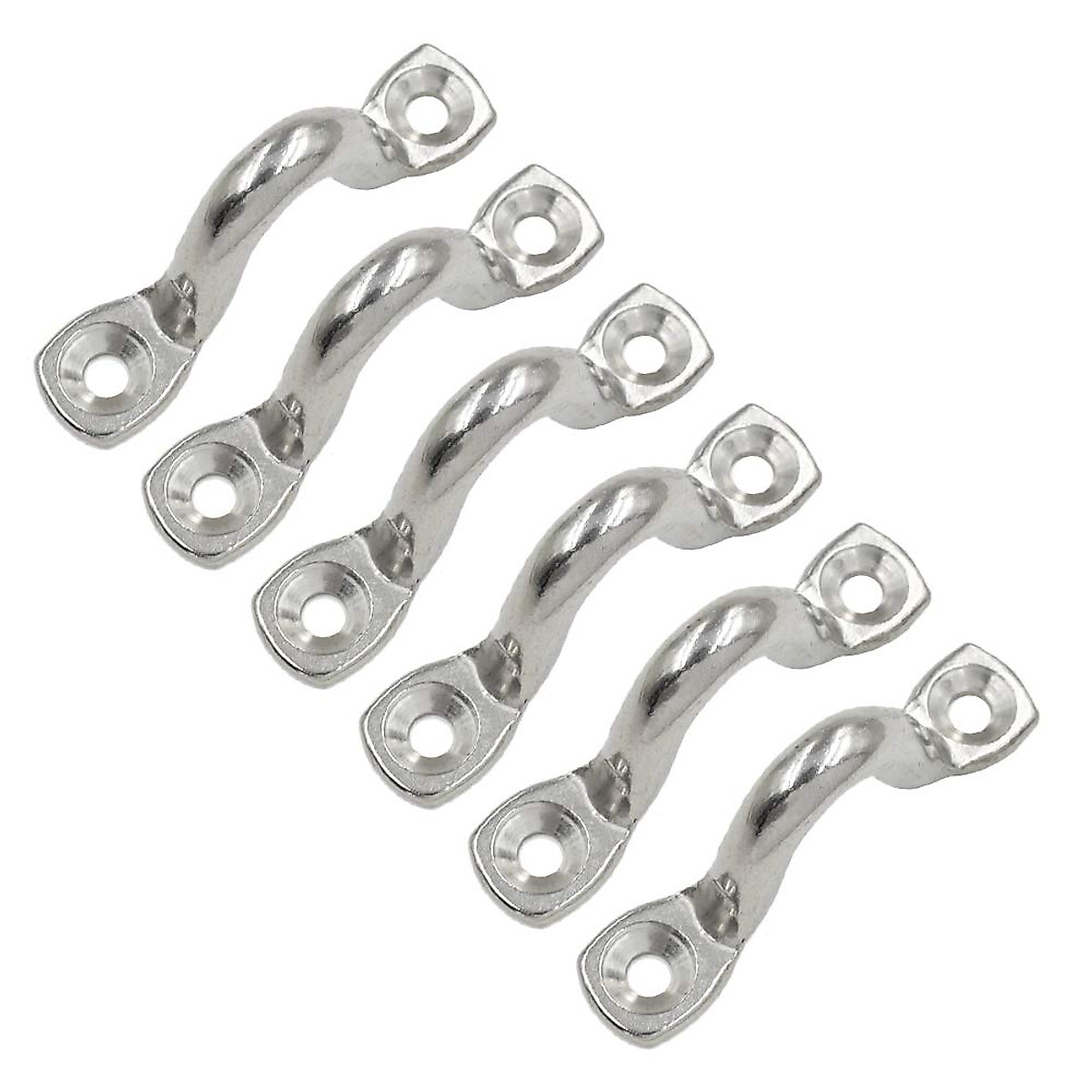 Eilumduo 6Pcs Stainless Steel 3.2" Bimini Pad Eye Straps, Tie Down, Kayak Deck Loops, Tie Down Anchor Point, Footman's Loop for Kayak Canoe Rigging ( M10 )