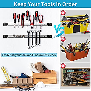 Rechabite 6 Pieces 12" Magnetic Tool Holder Strip, Stainless Steel Surface Tool Magnet Bar, Metal Tool Organizer Rack for Garage Organization, Easy To Install in Workshop, Mounting Screws Included