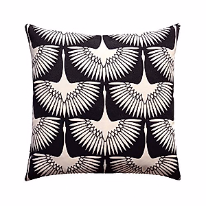 Flowershave357 Black Outdoor Pillow Flock Midnight Outdoor Throw Pillow Black and Cream Patio Pillow 18 18 18 Flamingo Throw Pillow Bird Print Pillow