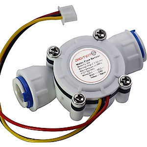 DIGITEN G3/8" Quick Connect Hall Effect Sensor Water Flow Sensor Food-Grade Flowmeter Water Flow Counter Meter 0.3-10L/min - Arduino, Raspberry Pi, and Reverse Osmosis Filter Compatible