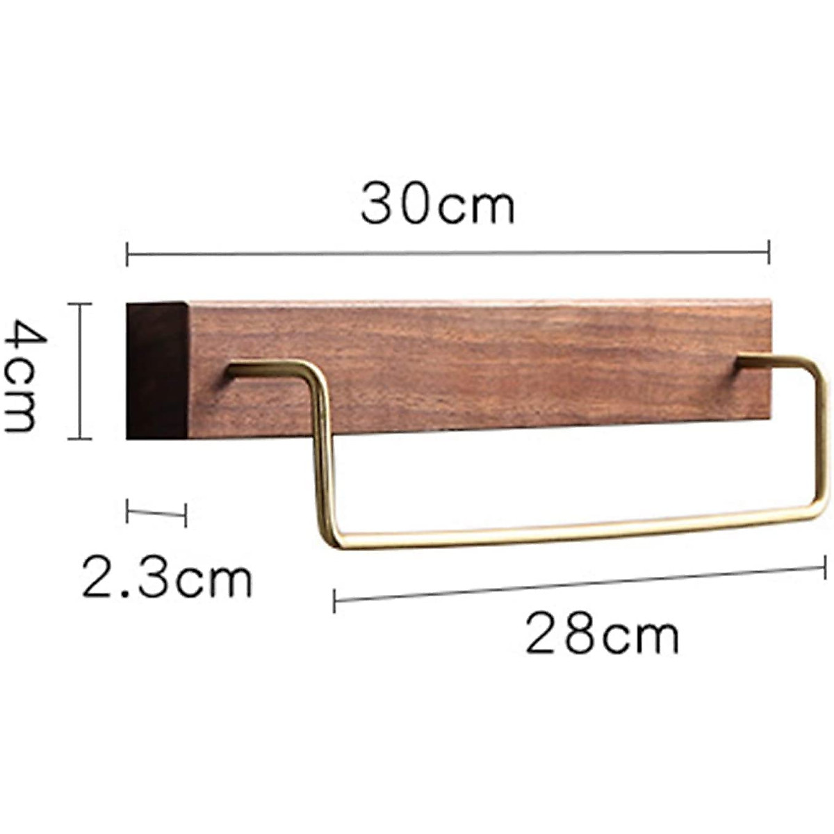 MRXFN Towel Rack Black Walnut Wood Towel Rack, for Bedroom Wooden Towel Hold Wall Mounted Retro Towel Bar Towel Holder (Size : 30cm)