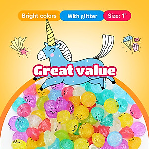 Unicorn Poop Toys - Bulk Unicorn Party Favors - 50 Pcs - Glitter Poop Emoji Party Supplies - Shimmering Unicorn Rainbow Poop Emoji Mini Toys - Vending Machine Toys