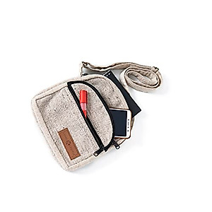 Crossbody Bag Purse Made From Pure Hemp - Unisex Hippie boho Tote Handmade shoulder bag for Travel, purse for men and women (Natural Khaki)